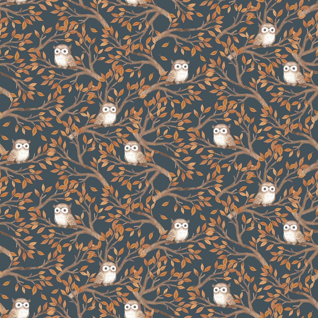 Owls Cotton Fabric by the Yard - Little Forest Owls Iron - Dear Stella ...