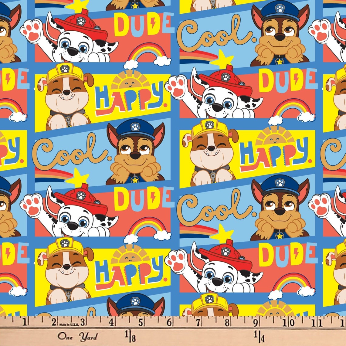 Paw Patrol Cotton Fabric By The Yard Paw Patrol Happy Happy Etsy