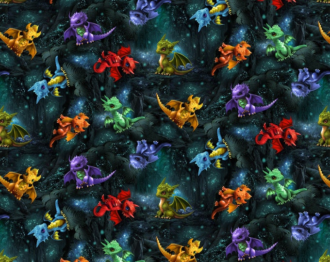 Dragons Fabric Maximalist Folk Dragons and Enchanted Forest Friends by ...