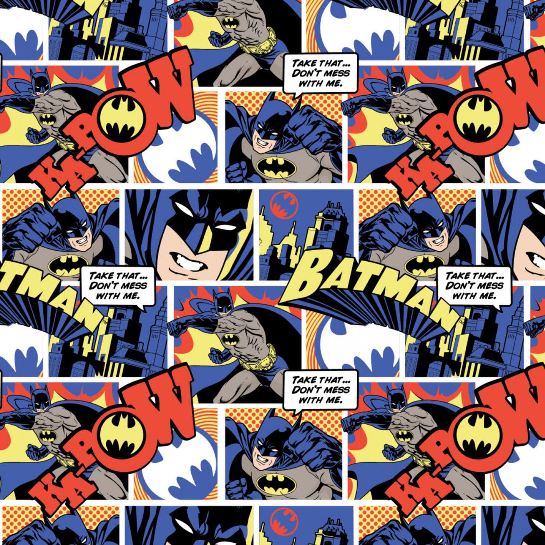Batman Cotton Fabric by the Yard Comic Collage Orange | Etsy