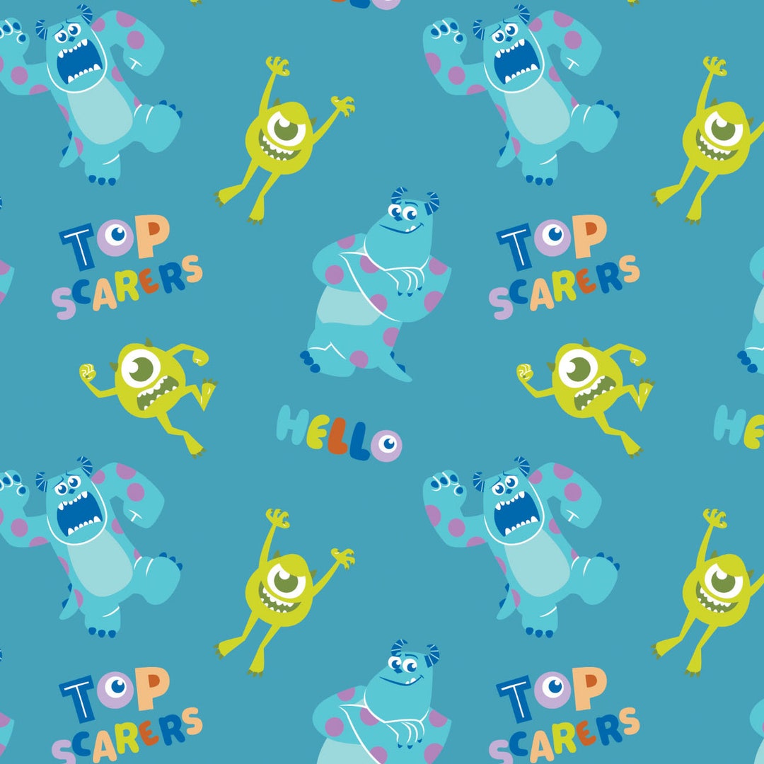 Monsters Inc. Cotton Fabric by the Yard Monsters Inc. Top Scarers Blue ...
