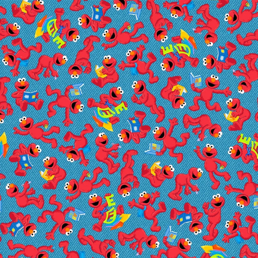 Sesame Street Cotton Fabric by the Yard - Elmo Bright Blue - QT Fabrics ...