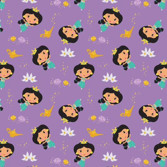 Princess Jasmine Cotton Fabric by the Yard Disney Cute - Etsy