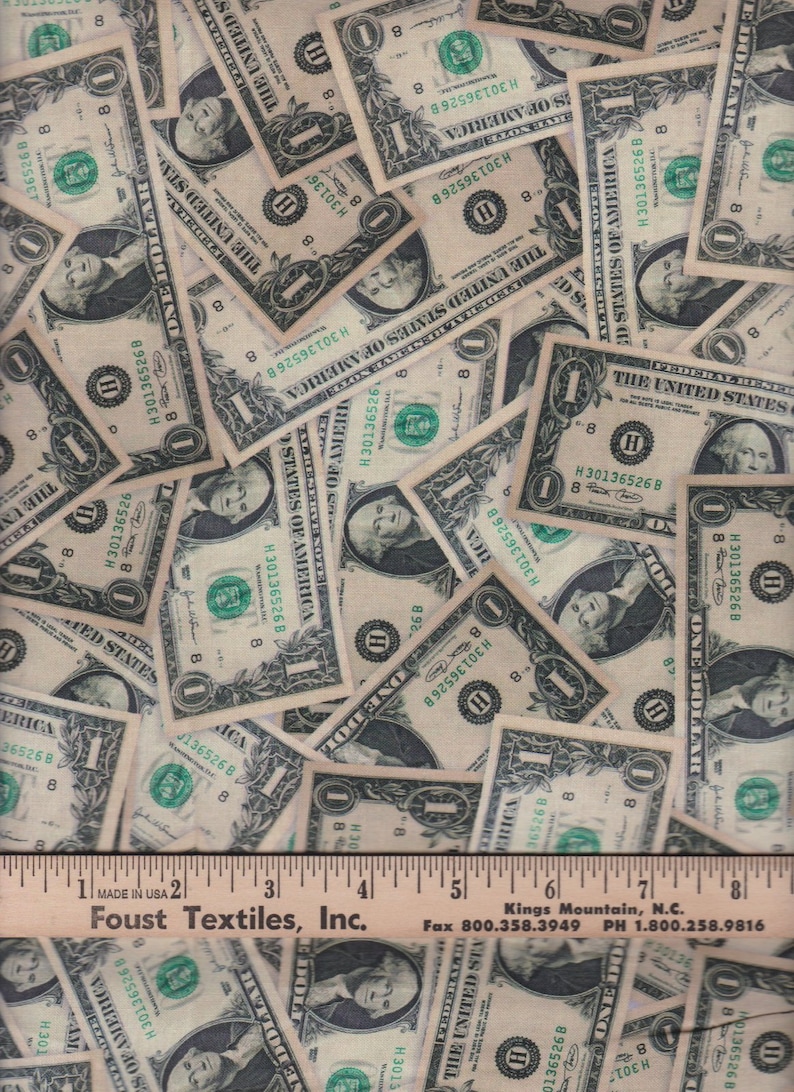 Dollar Bills Cotton Fabric by the Yard - Four Season Digital Print ...