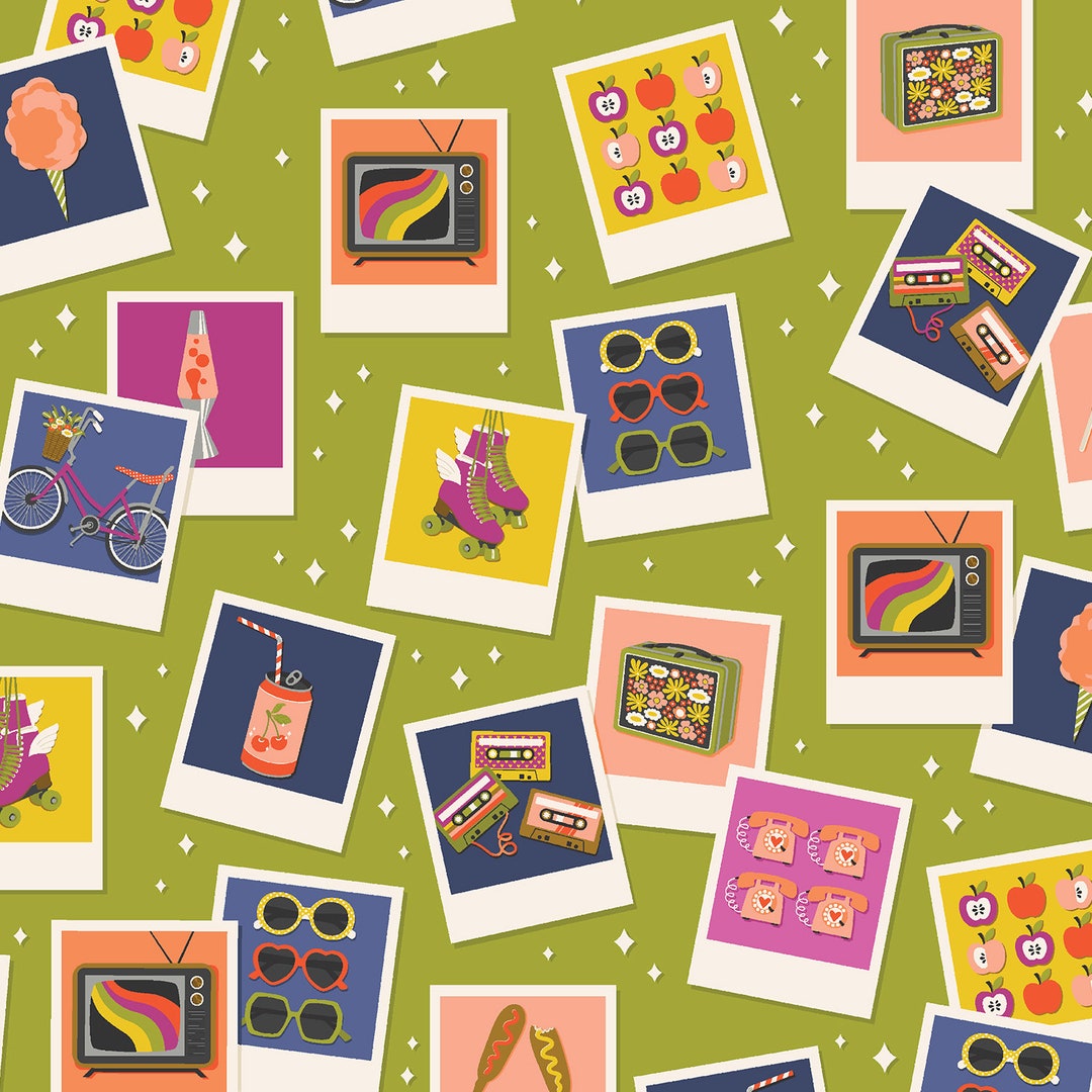 Polaroid Photo Cotton Fabric by the Yard - East Coast Oh Snap Nostalgia ...