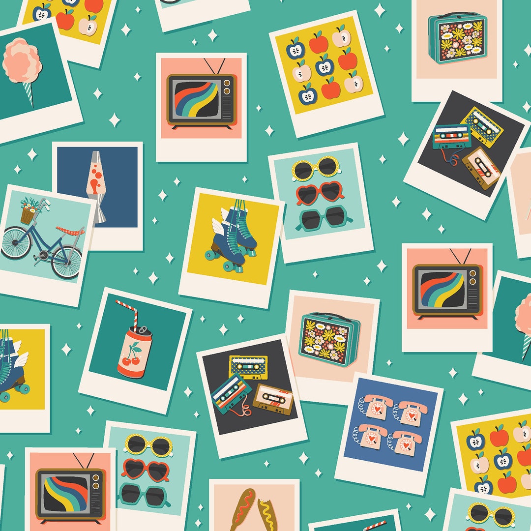 Polaroid Photo Cotton Fabric by the Yard - East Coast Oh Snap Retro ...