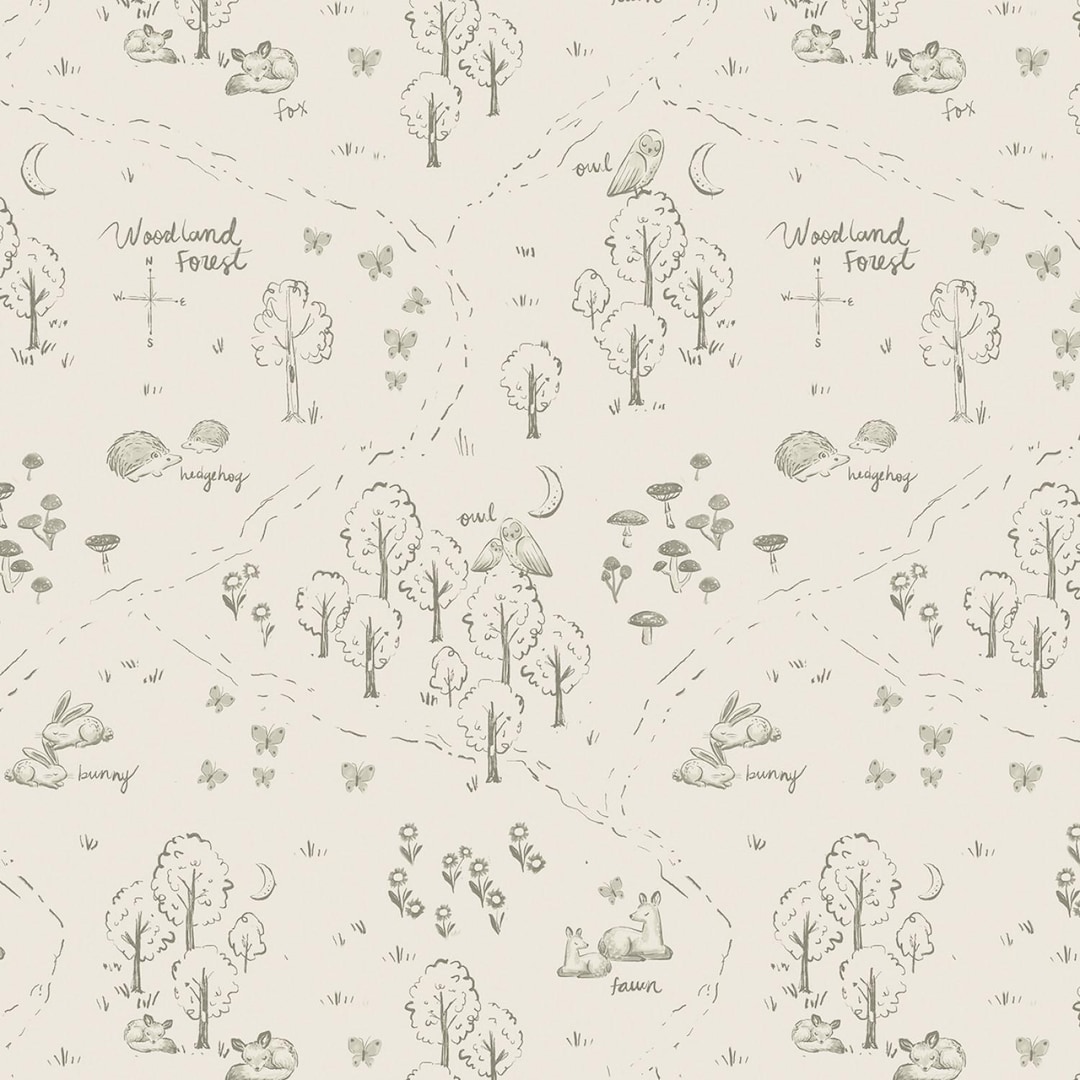 Woodland Cotton Fabric by the Yard - Willow Woodland Map Gardenia ...