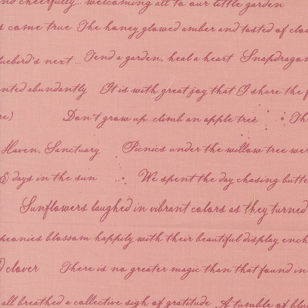 Text Cotton Fabric by the Yard - Enchantment Garden Journal Blush ...