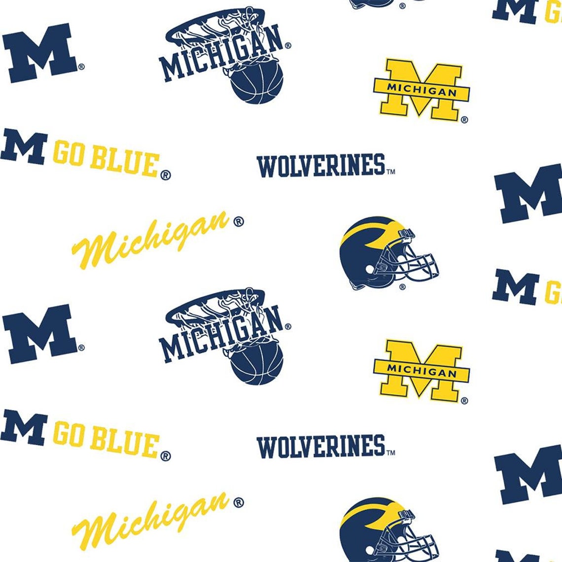 University of Michigan Fabric by the Yard Allover 046 | Etsy