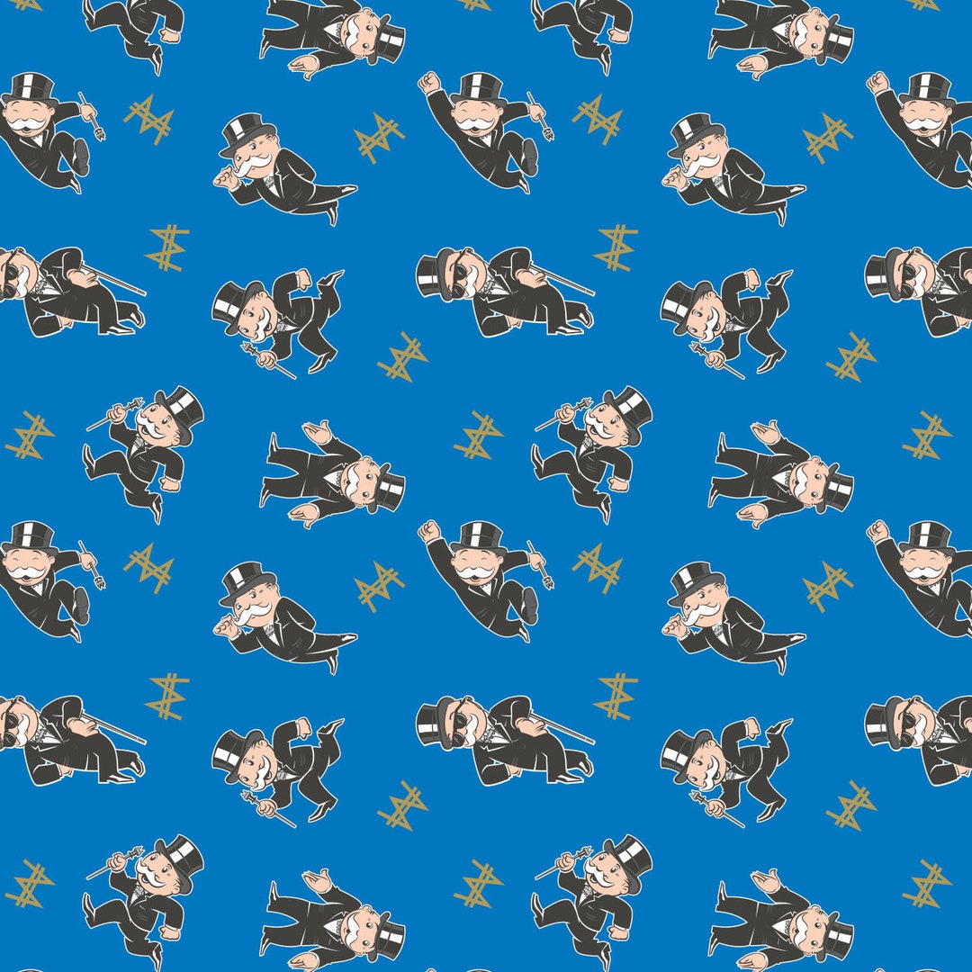 Monopoly Cotton Fabric by the Yard - Mr. Monopoly Blue - Camelot ...