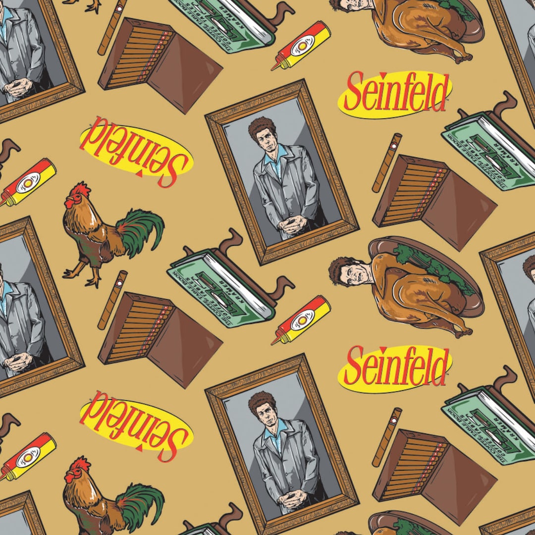 Seinfeld Cotton Fabric by the Yard - the Seinfeld Collection Kramer Icons Tan - Camelot 23880109 ...