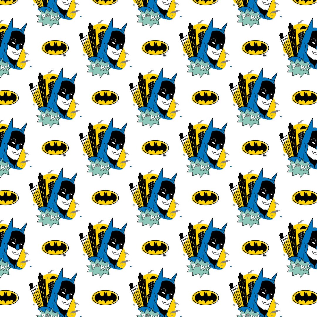 Batman Cotton Fabric by the Yard - DC Comics Super Hero Doodles Batman ...