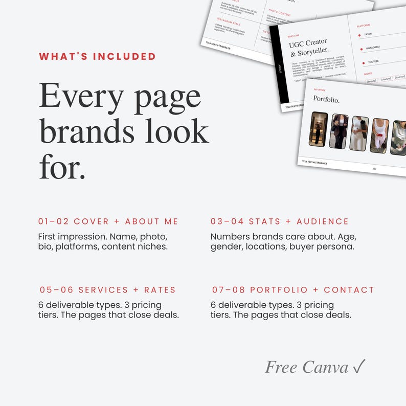 UGC Creator Media Kit Template | Influencer Brand Pitch Canva Kit - Etsy