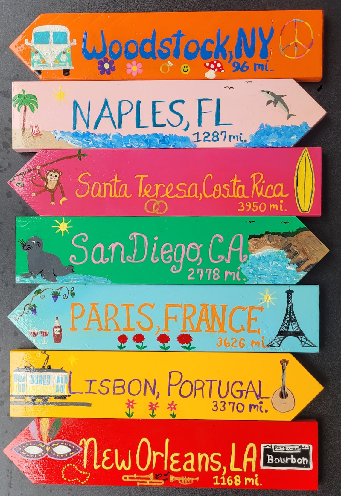 Handmade Destination Arrow Sign, Tropical Decor, Personalized Beach ...