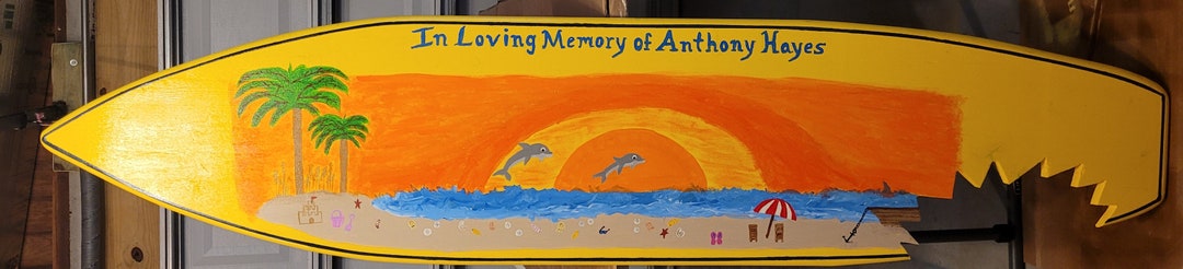 Custom, Hand Painted Surfboard, 6 Ft., Tropical Style Yard Art. Your ...