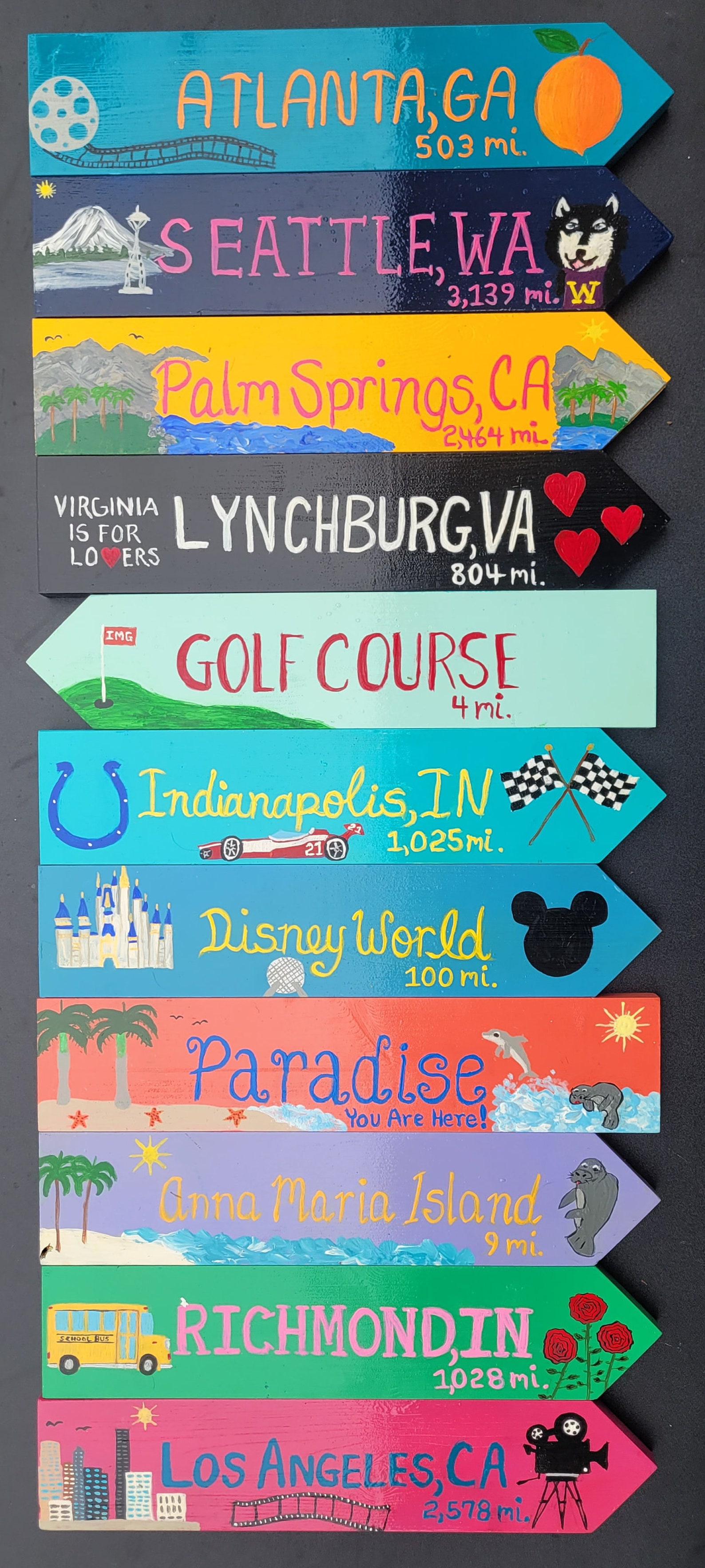 Handmade Destination Arrow Sign, Tropical Decor, Personalized Beach ...