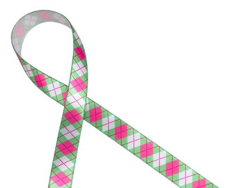 Argyle ribbon blue and green for golf gift wrap golf gifts | Etsy