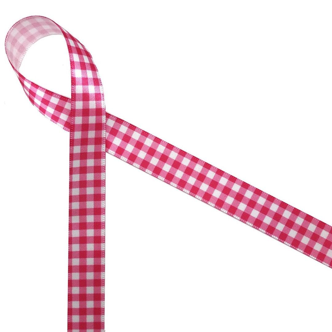 Pink Gingham Check Ribbon for Gift Wrap, Baby Girl Gift, Baby Showers ...