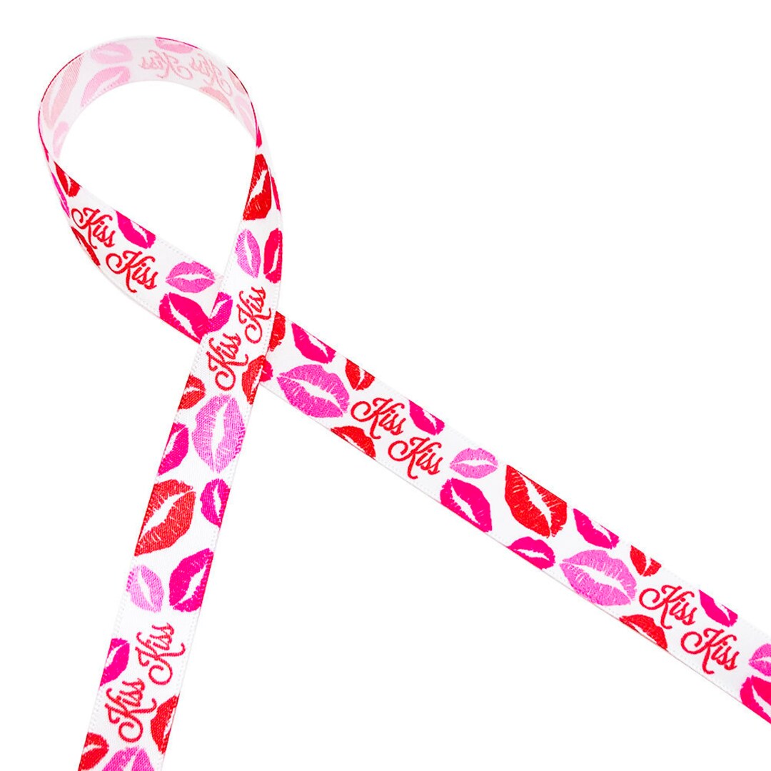 Valentine Ribbon Kiss Kiss Red Lips Pink Lips Ideal for Gift Wrap ...