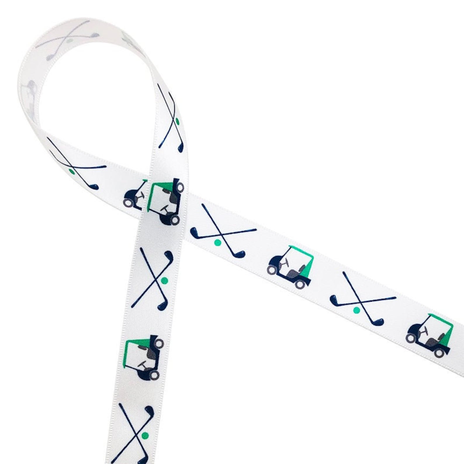 Golf ribbon with carts and clubs ideal for tournaments | Etsy