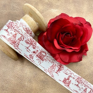French Toile Ribbon in Red, Black and Blue Ideal for Trimmings, Hat ...