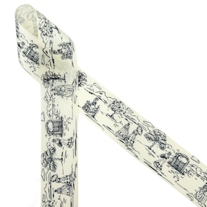 French Toile Ribbon in Red, Black and Blue Ideal for Trimmings, Hat ...