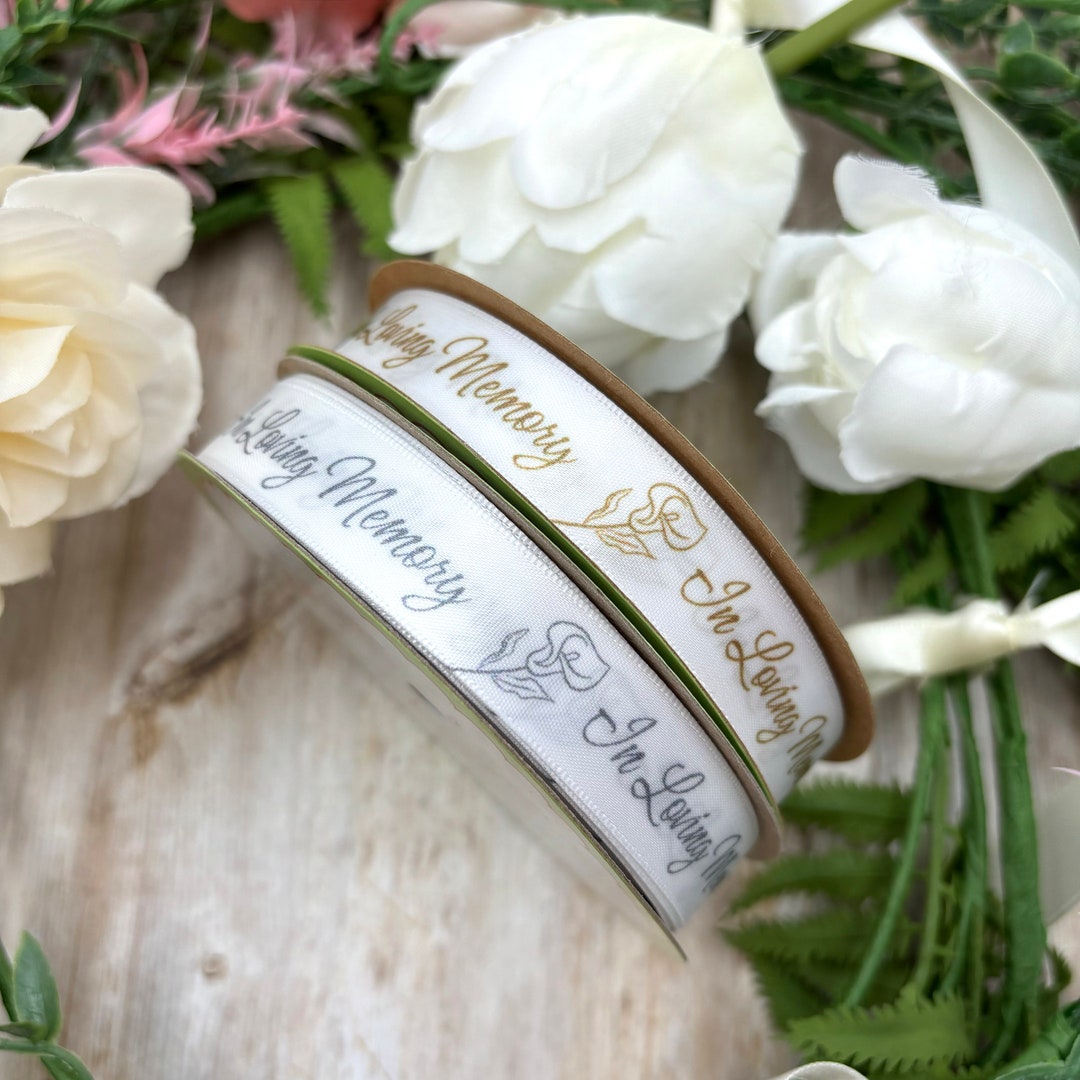 In Loving Memory Ribbon Gold Script and Calla Lily for Funerals ...