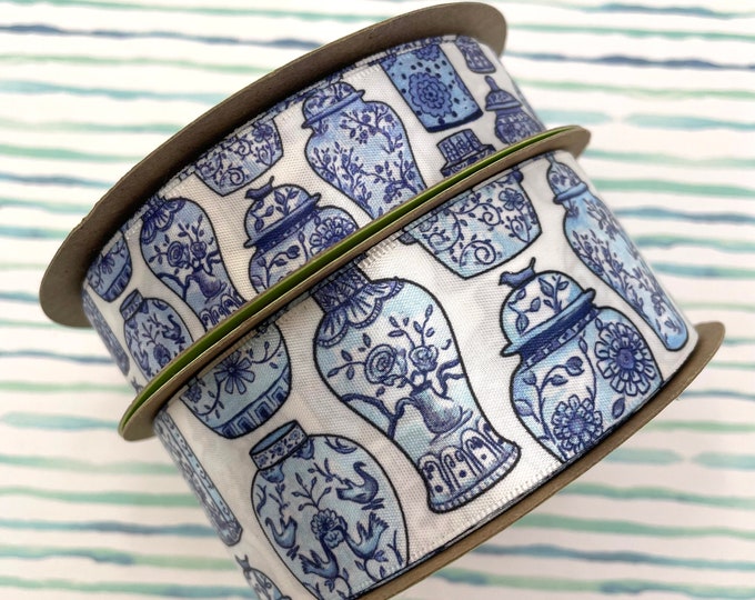 Japanese Pagoda Chinoiserie Ribbon Blue and White, for Gift Wrap, Tree ...