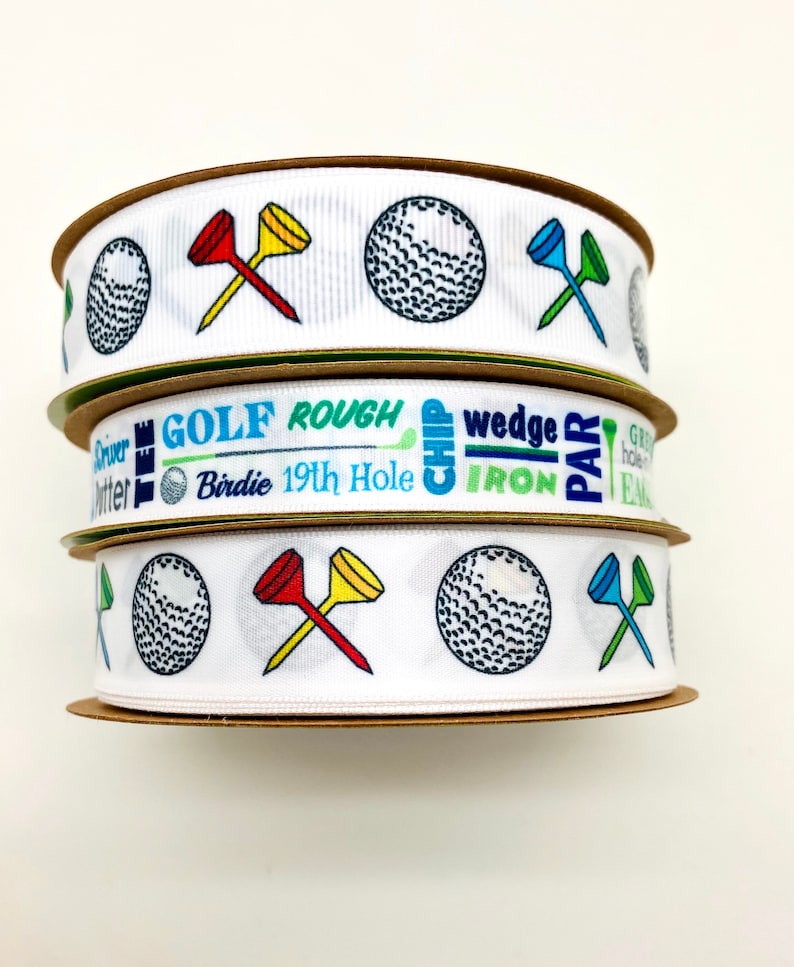 Golf Ribbon With Golf Balls and Tees for Gift Wrap, Tournaments, Party ...