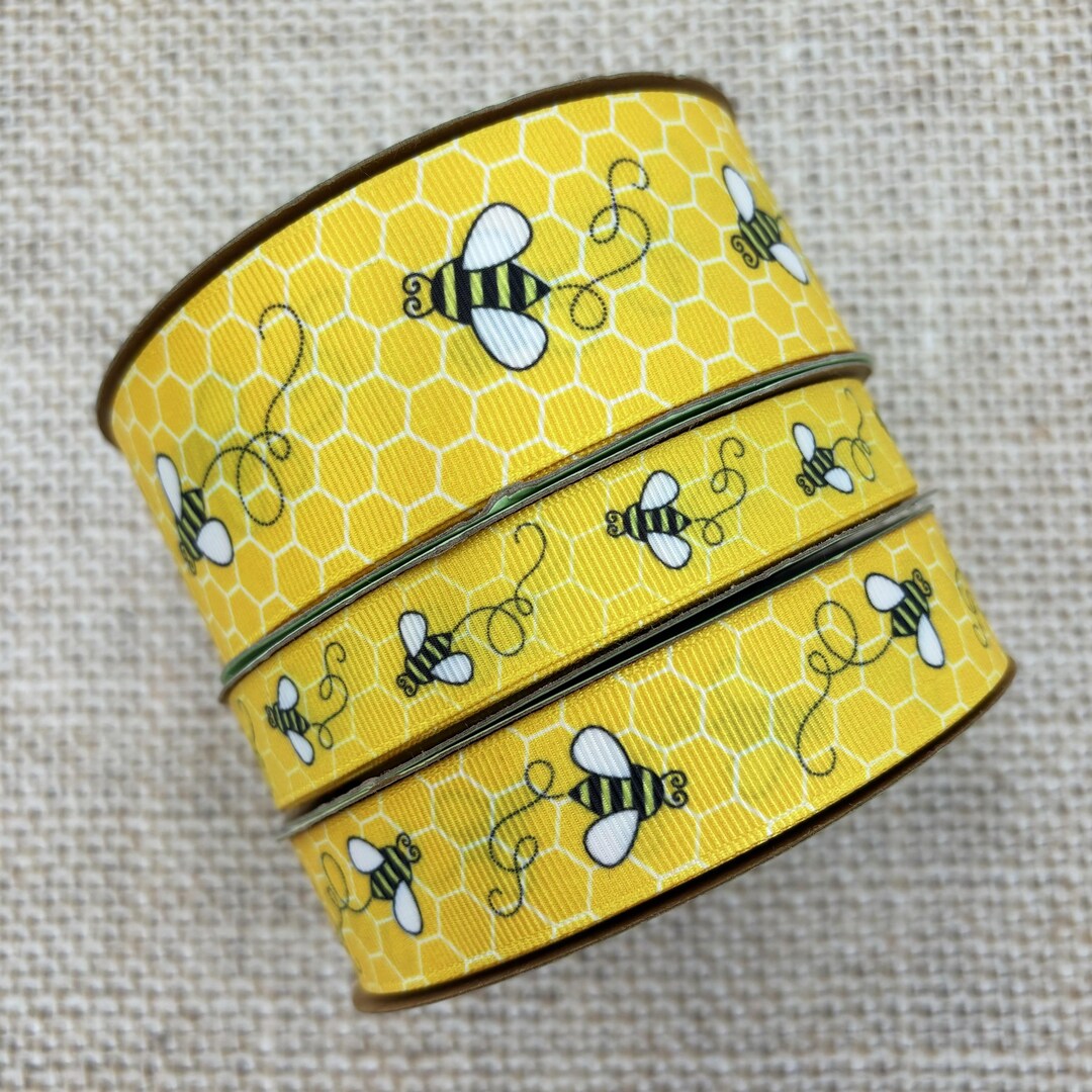 Buzzing Bees Ribbon With a Yellow Comb Ideal for Hair Bows, Gift Wrap ...