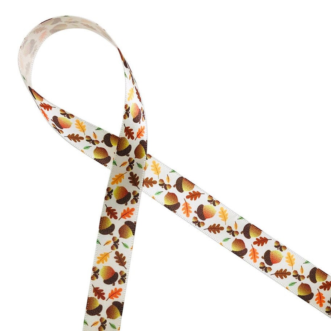 Fall Leaves Ribbon With Acorns for Gift Wrap, Party Favors, Party Decor ...