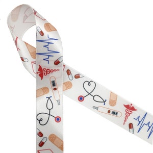 Nurse Ribbon Medical Theme for Lanyards Gift Wrap Quilting | Etsy