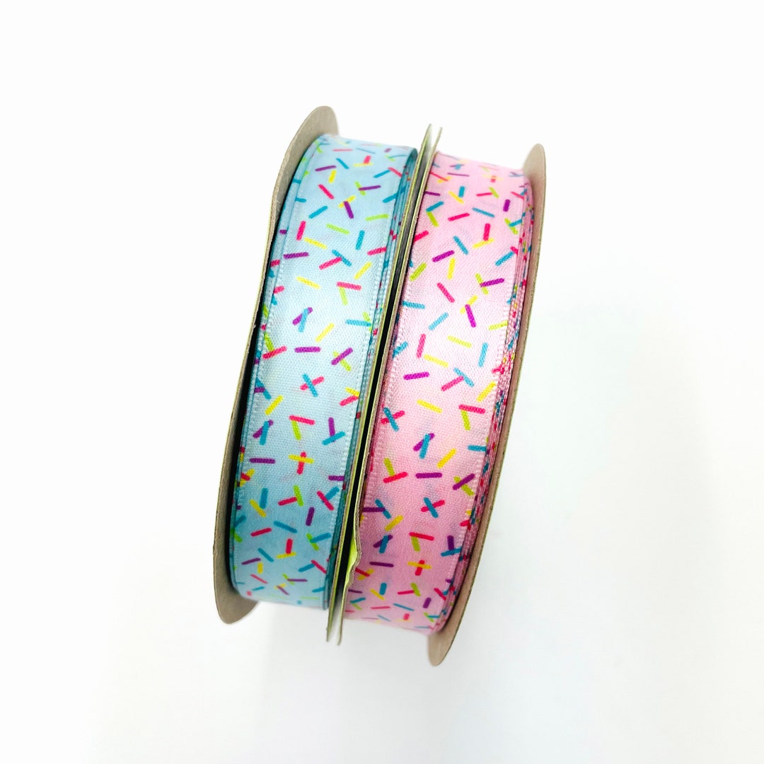 Sprinkles Ribbon in Pink or Blue Fun for Birthdays, Gift Wrap, Party ...