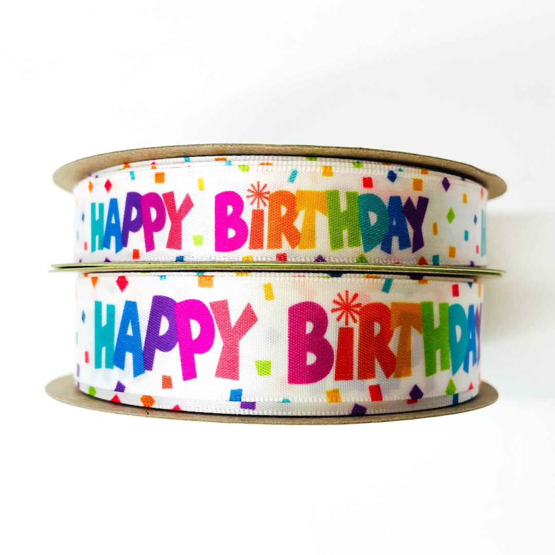 Birthday Ribbon Happy Birthday Rainbow Colors Gift Wrap Gift - Etsy