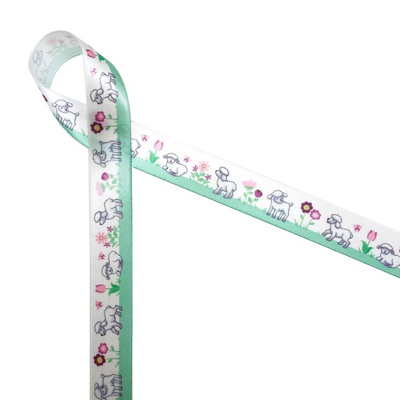 Easter ribbon Lambs ribbon Spring ribbon for Easter baskets | Etsy