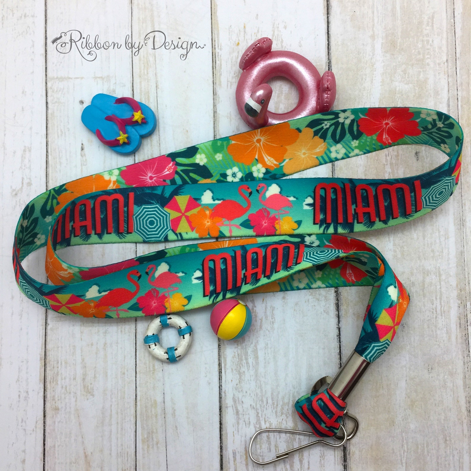 Miami Themed Lanyard Printed on 1" Ultra Webbing Ideal for Miami Lovers ...