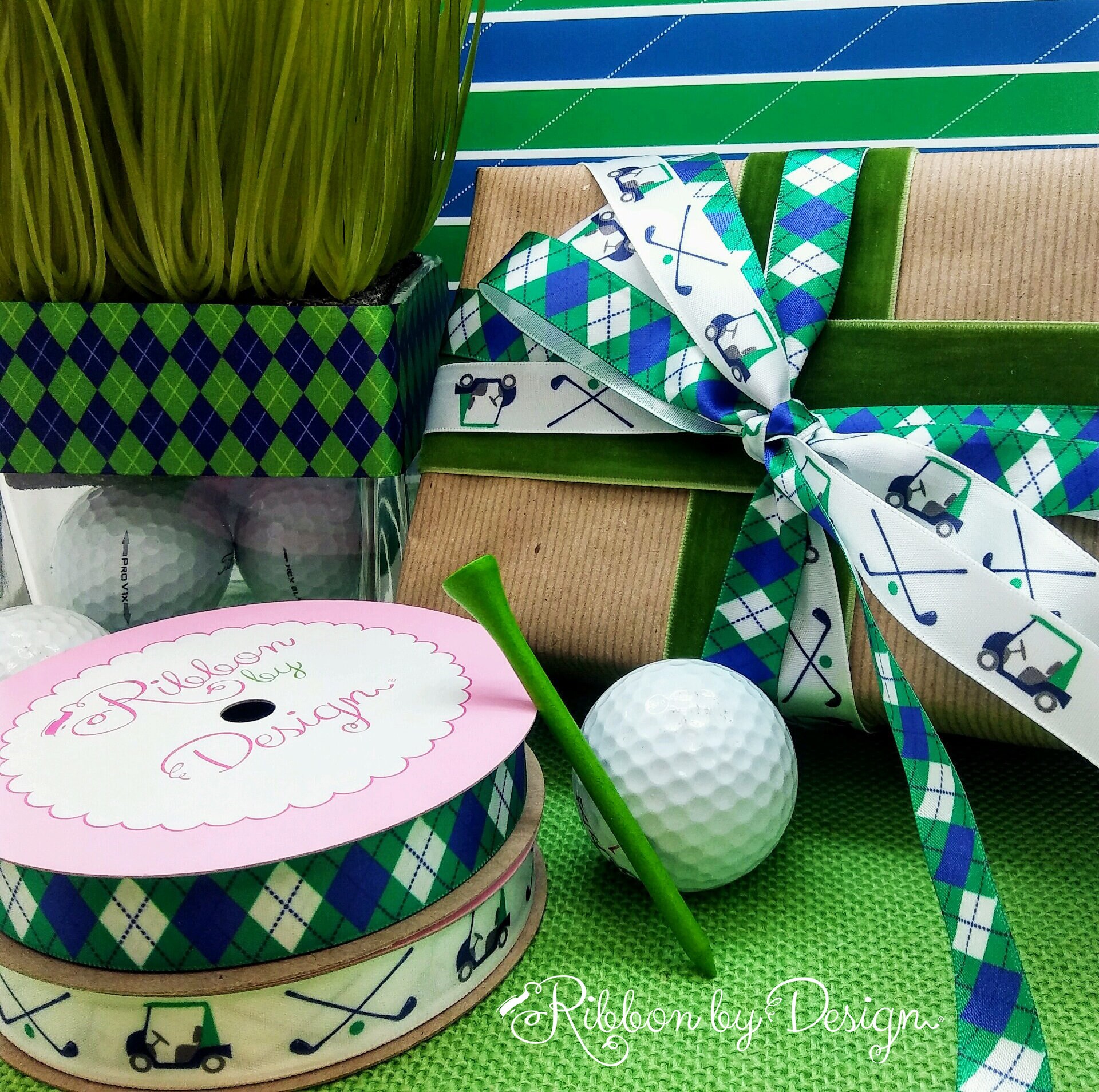 Golf ribbon with carts and clubs ideal for tournaments | Etsy