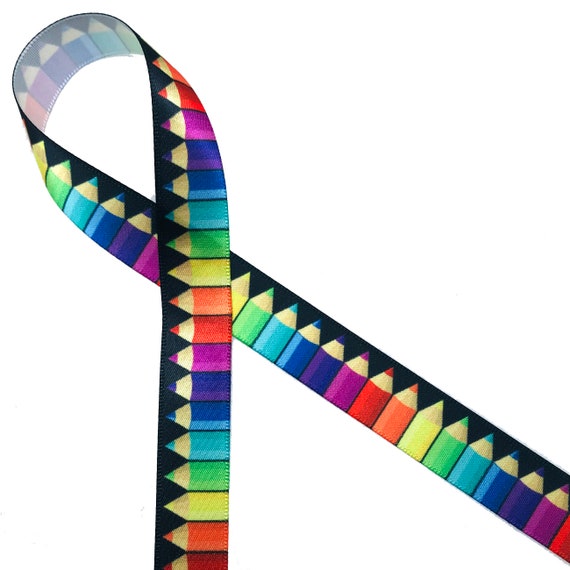 Pencil Ribbon Rainbow Pencil Teacher Ribbon for Back to | Etsy