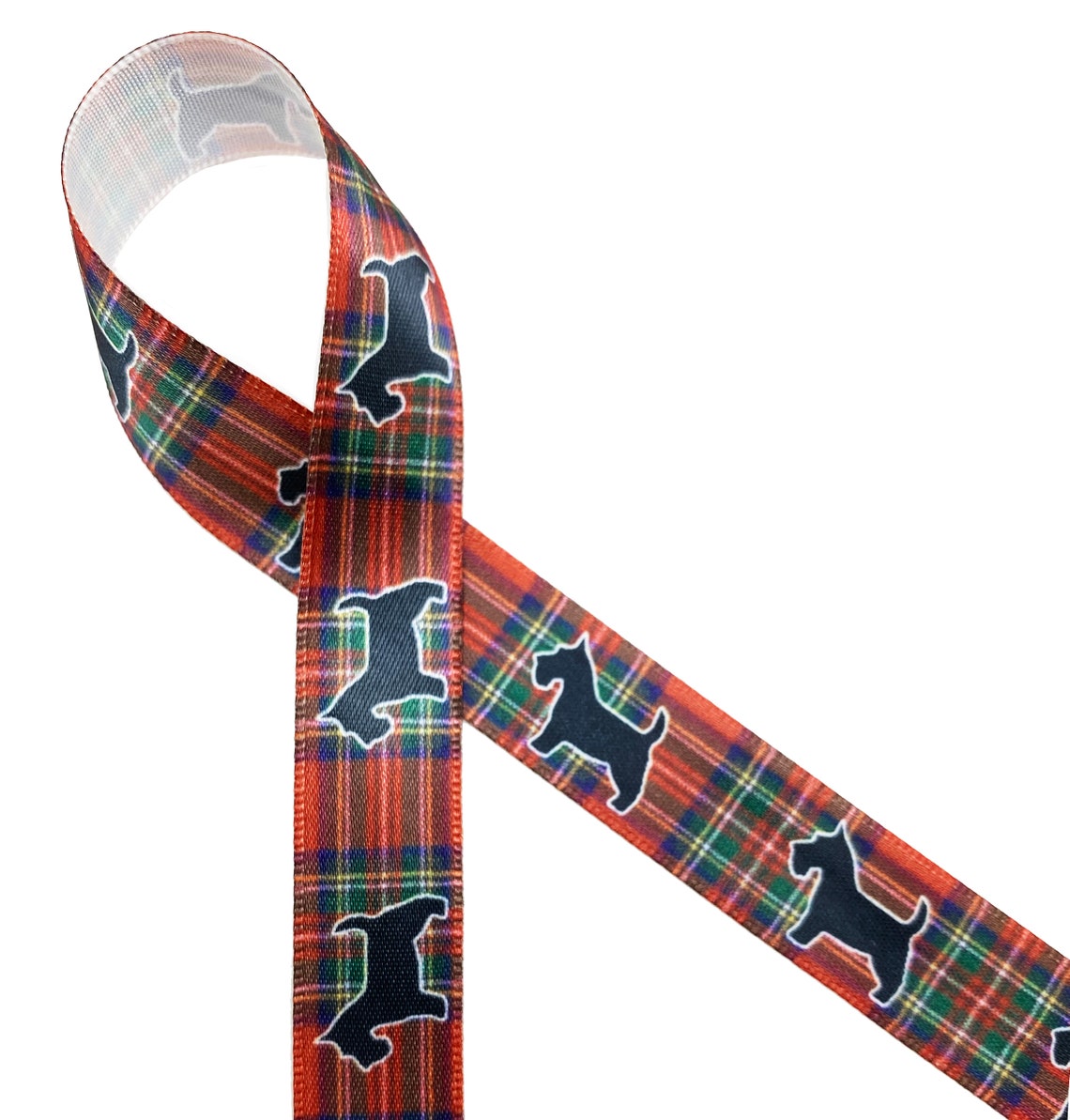 Scottie Dog Ribbon on Tartan Plaid or Red for Pet Gifts Dog | Etsy