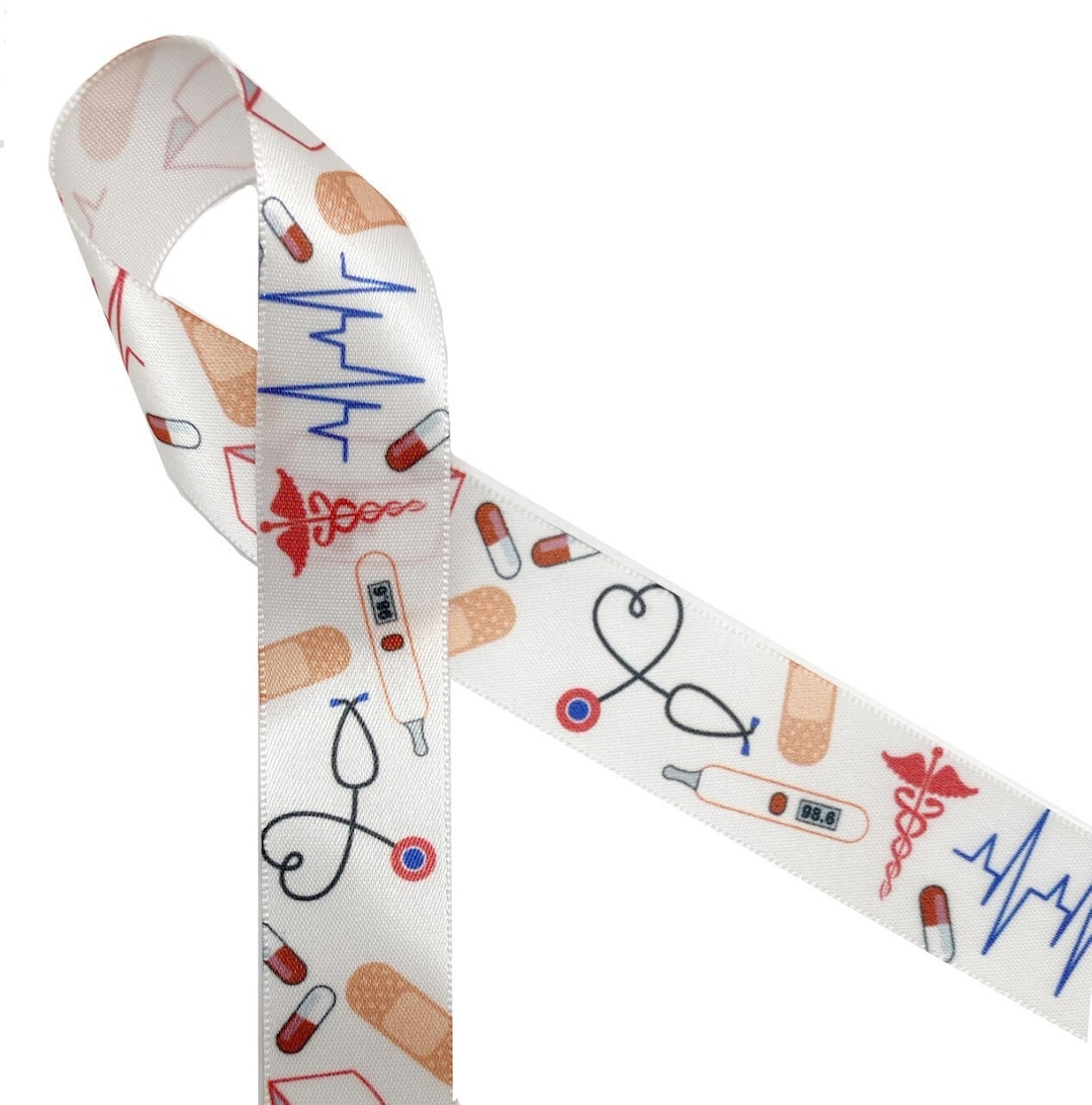 Nurse Ribbon Medical Theme for Lanyards, Gift Wrap, Quilting, Nurse ...