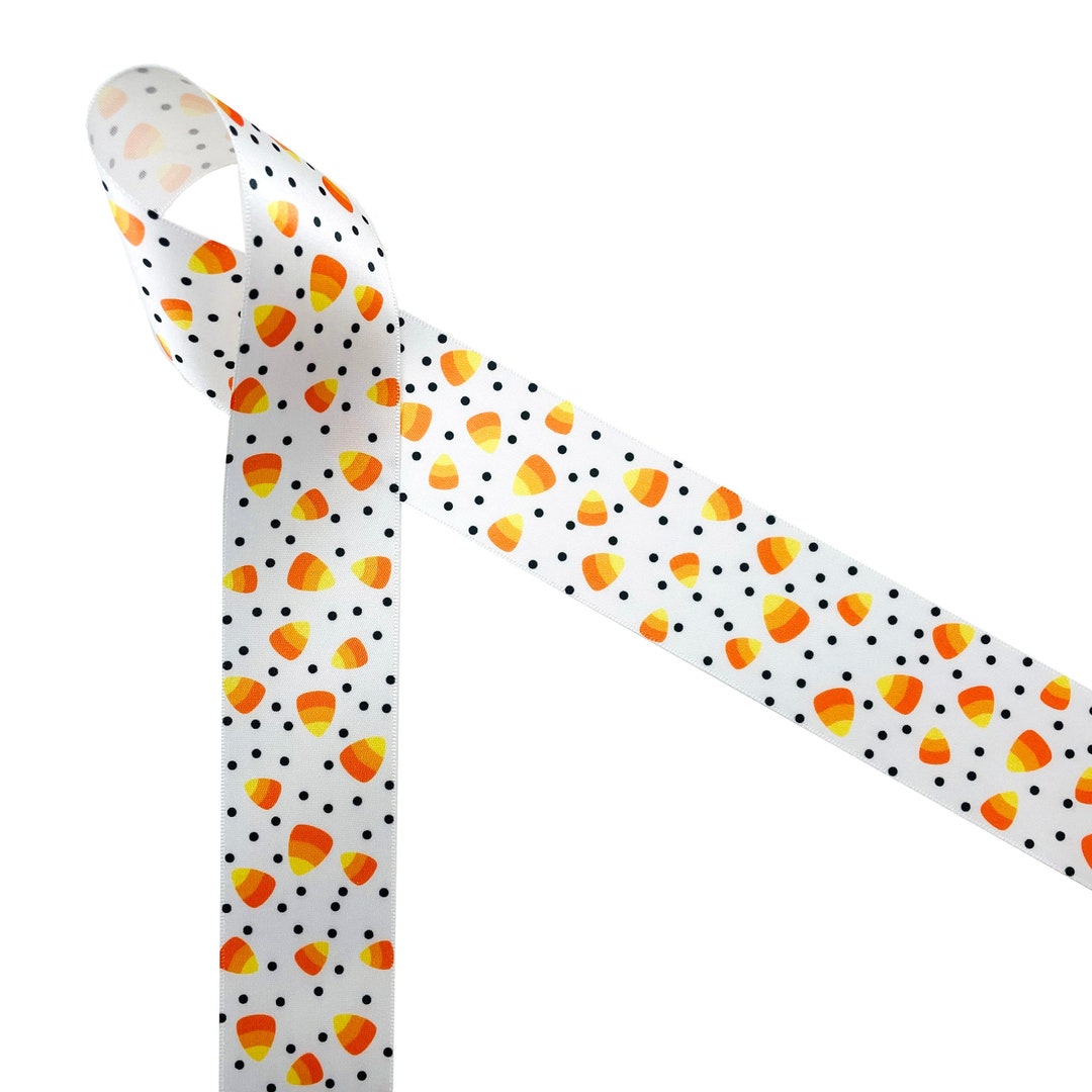 Candy Corn Ribbon With Polka Dots Ideal for Halloween Gift Wrap, Candy ...