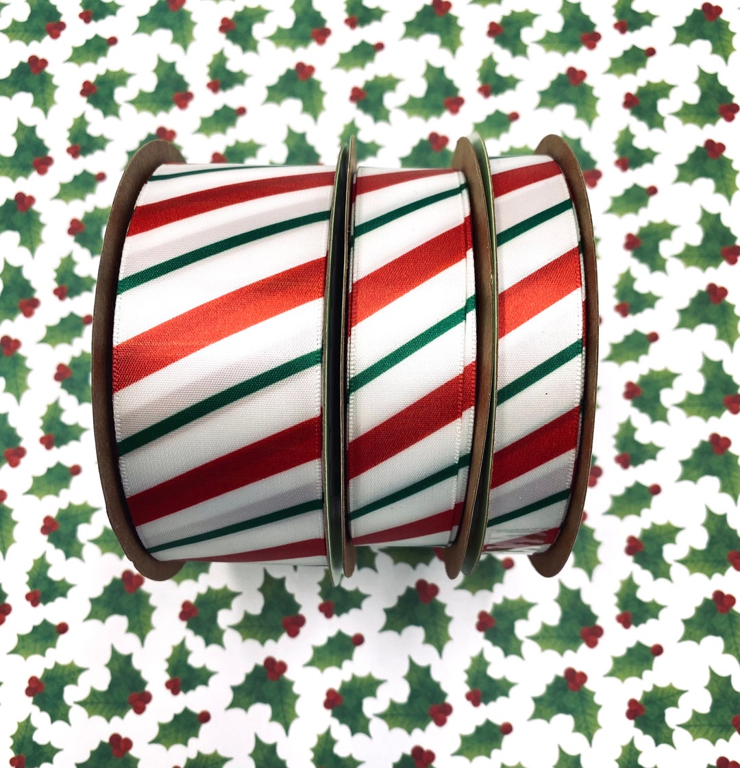 Christmas Candy Cane Ribbon Stripes Ideal for Party Decor, Gift Wrap, Tree Trim, Party Favors ...