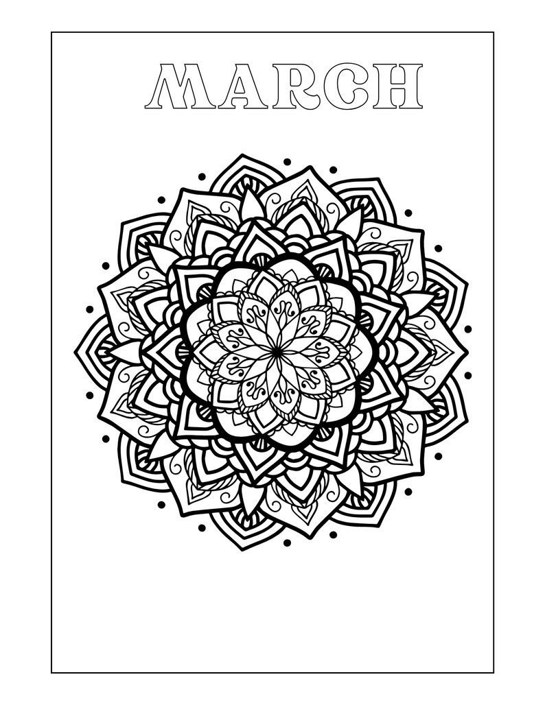 Monthly Mandala Printable Coloring Pages - Etsy