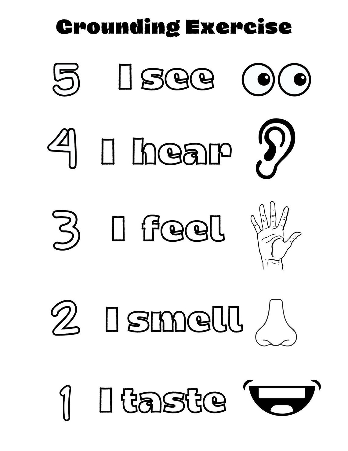 5-4-3-2-1 Grounding Exercise Visual - Etsy