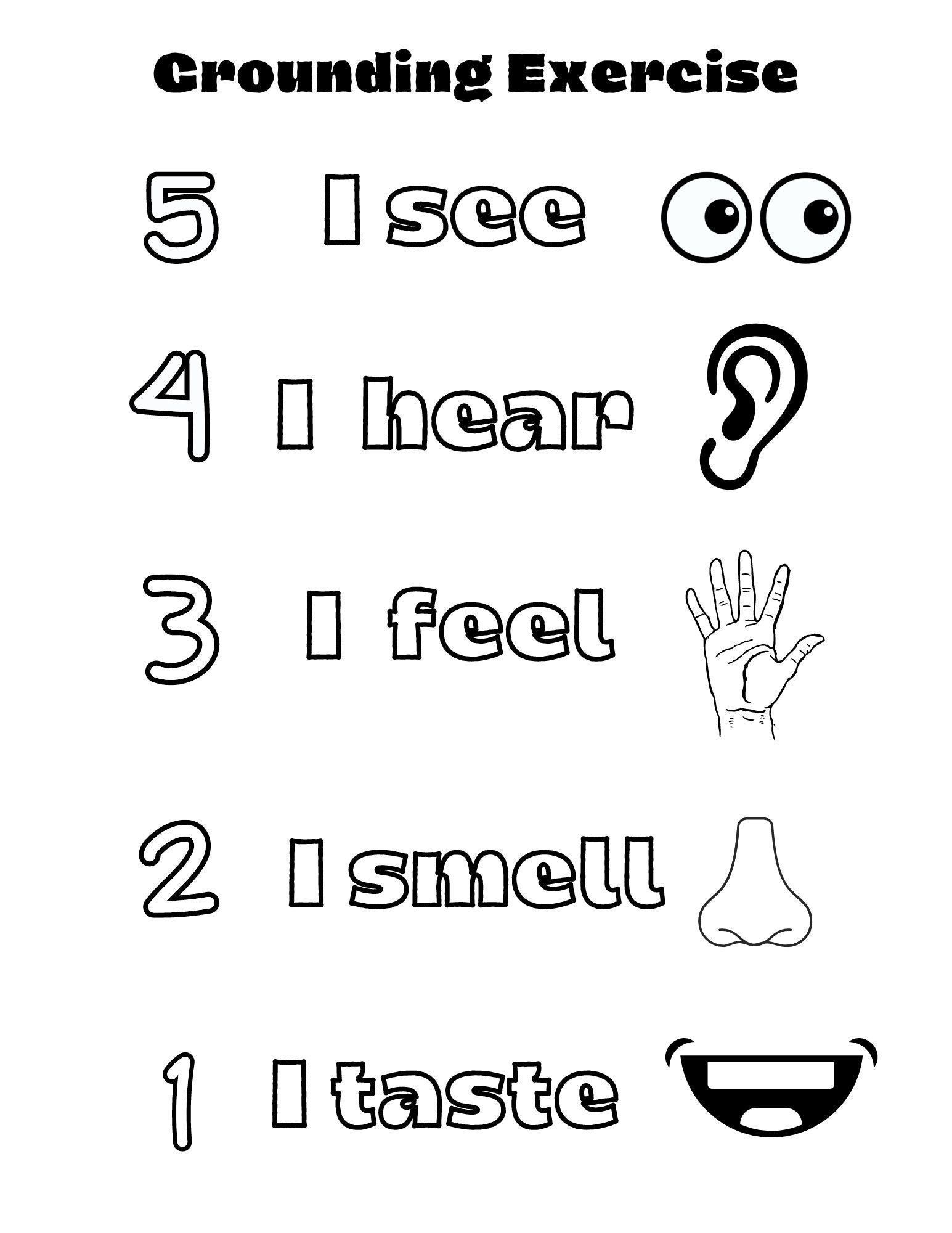 5-4-3-2-1 Grounding Exercise Visual - Etsy