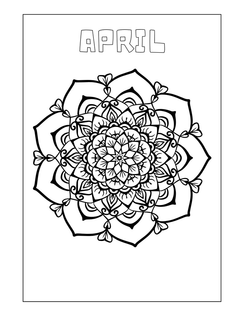 Monthly Mandala Printable Coloring Pages - Etsy