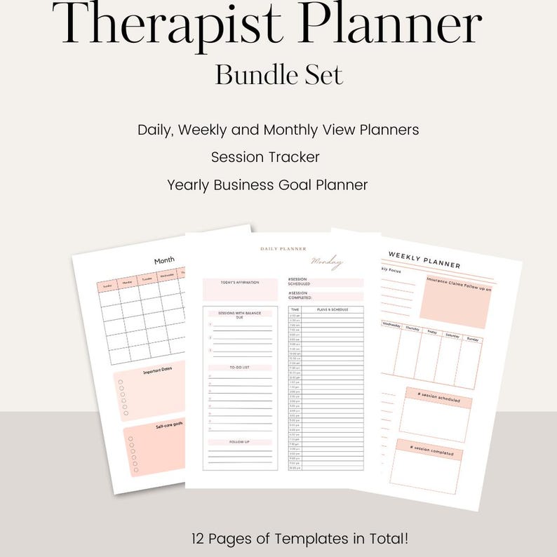 Printable Planner Templates for Therapist Business Owner Templates ...