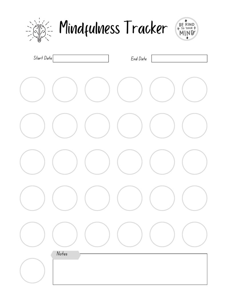 Mindfulness Daily Tracker - Etsy