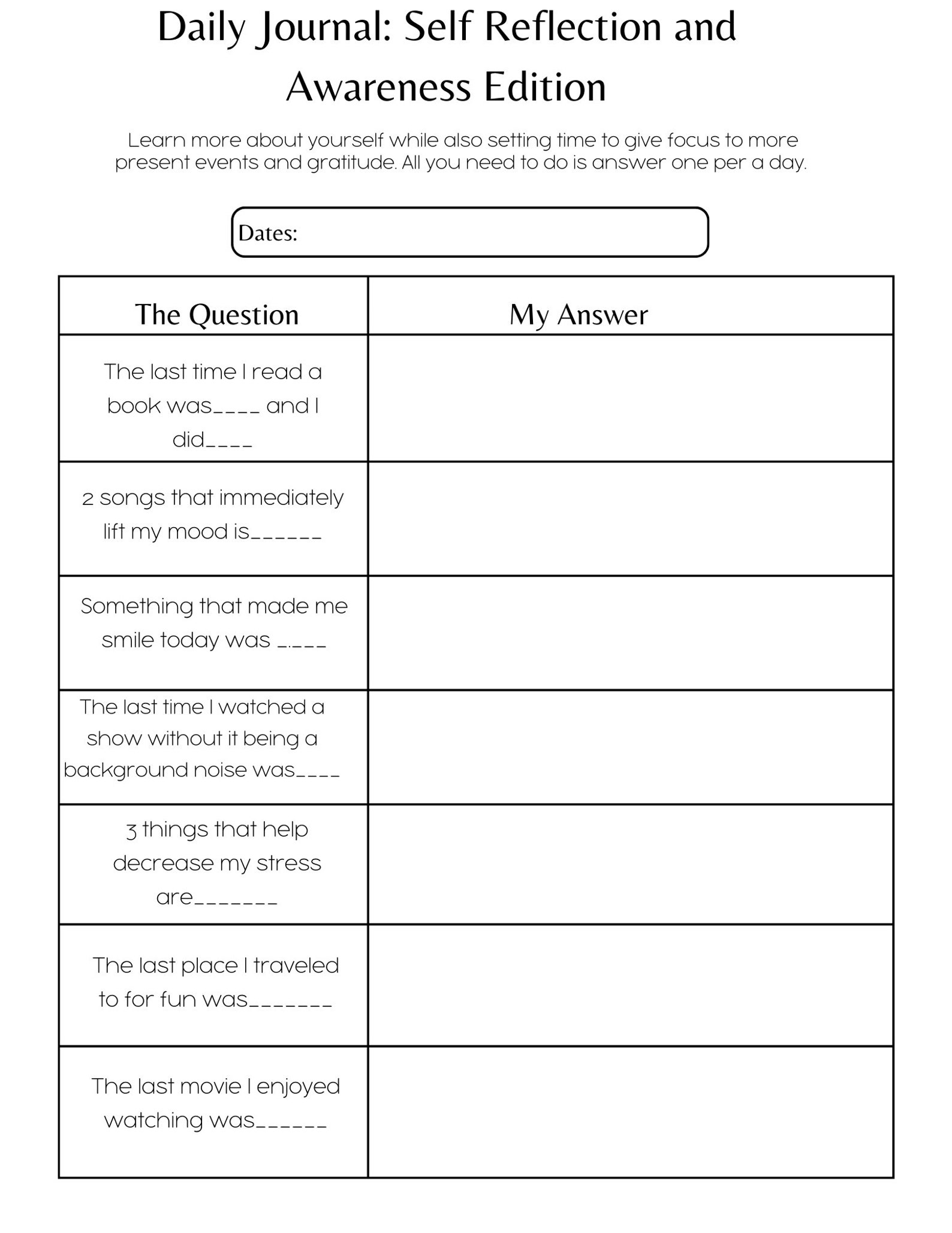 Daily Journal Prompt Bundles: Self Reflection and Increasing Self ...