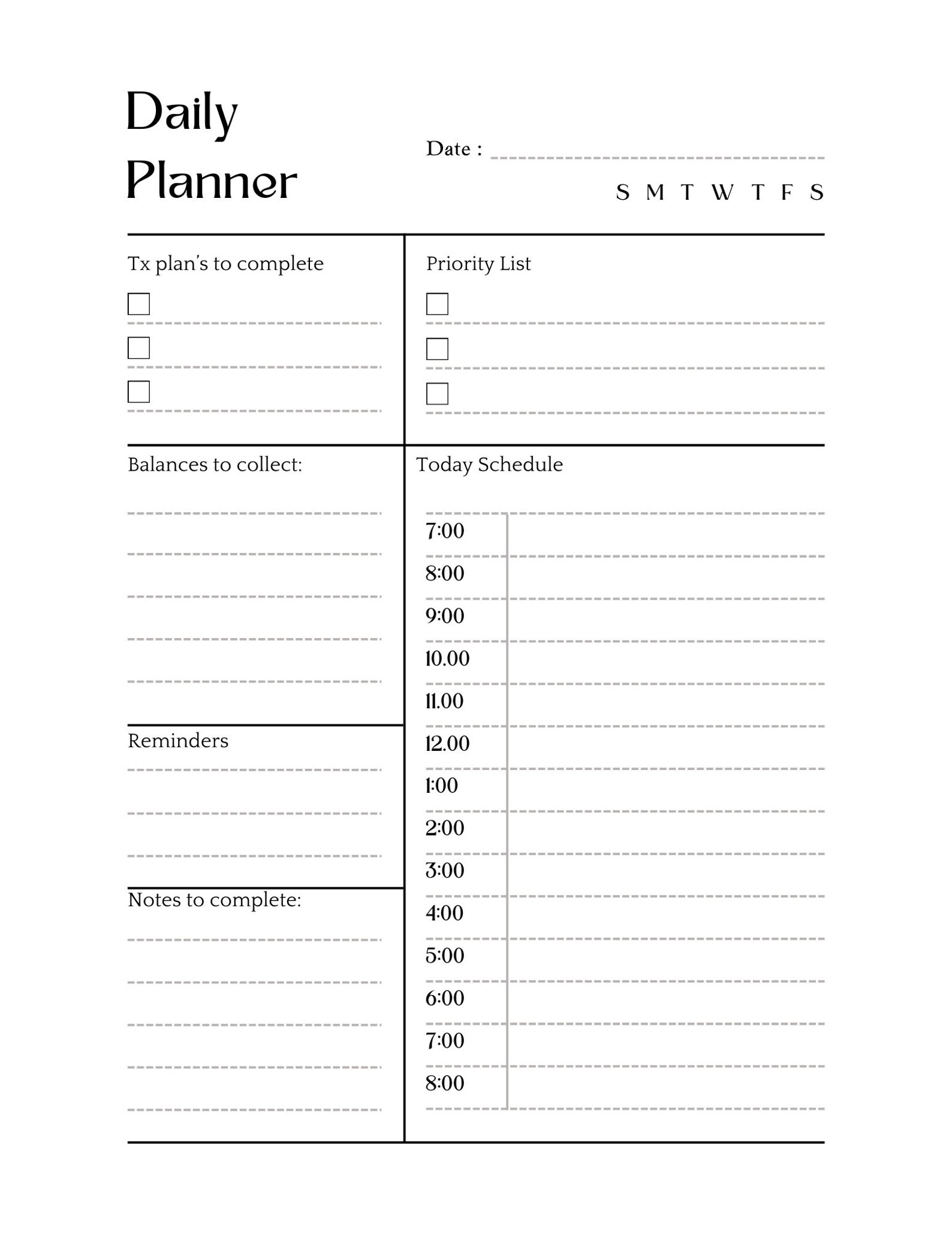 Therapist Undated Daily Planner and Weekly Planning Printable Templates ...